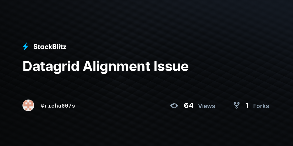 Datagrid Alignment Issue - StackBlitz