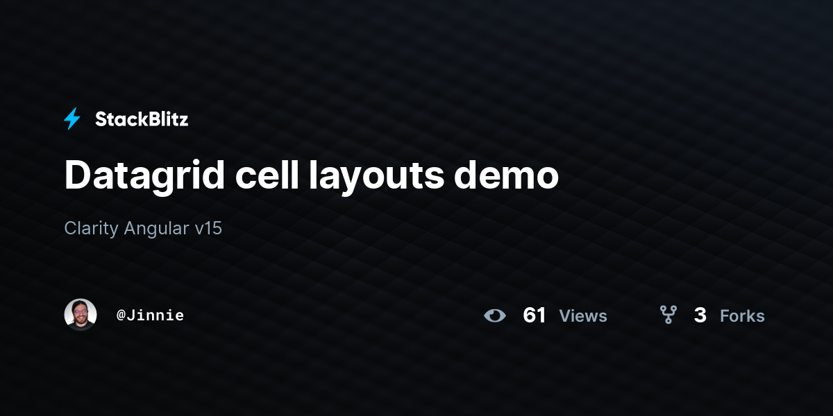 Datagrid cell layouts demo - StackBlitz