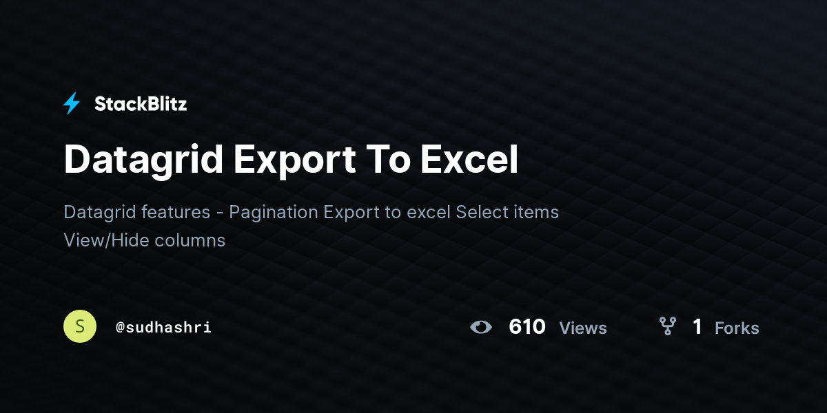 Datagrid Export To Excel - StackBlitz