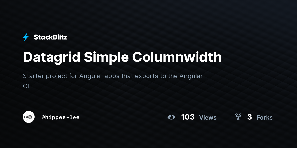 Datagrid Simple Columnwidth Stackblitz 