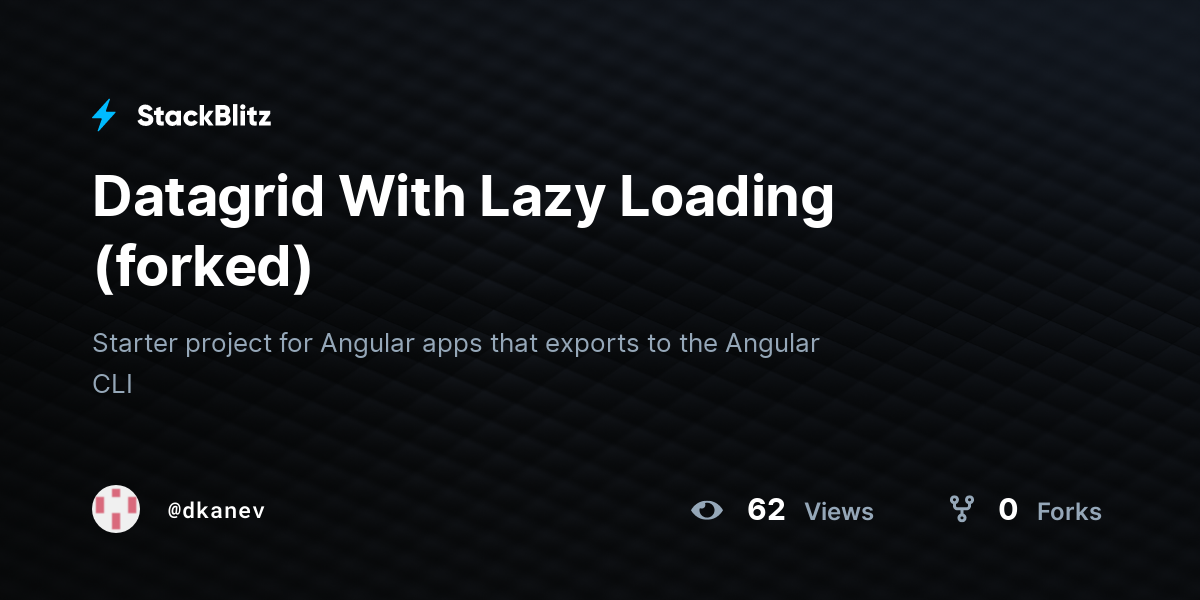 Datagrid With Lazy Loading Forked Stackblitz