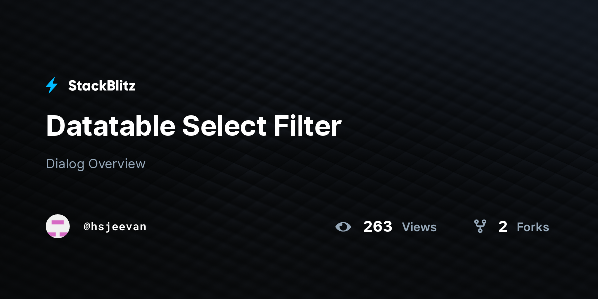 Datatable Select Filter - StackBlitz