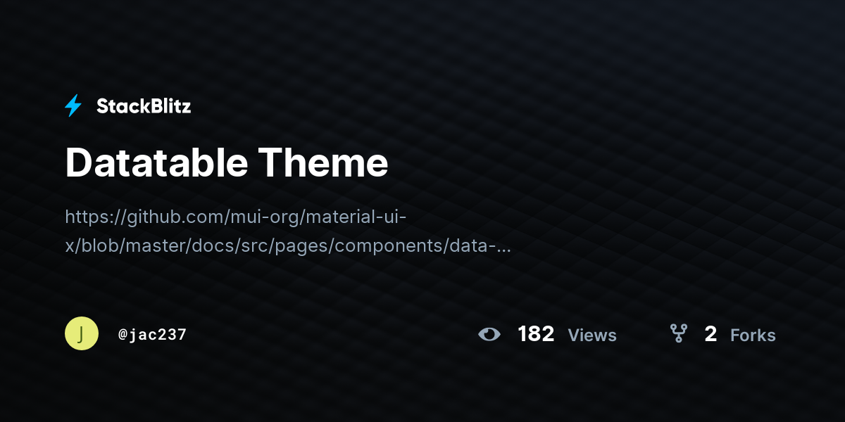 Datatable Theme - StackBlitz