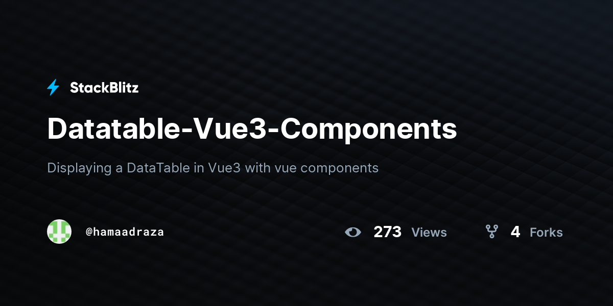 Datatable-Vue3-Components - StackBlitz Datatable-Vue3-Components - StackBlitz