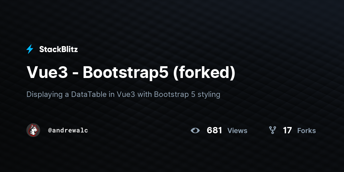 Vue3 - Bootstrap5 (forked) - StackBlitz