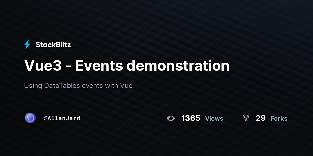 Vue3 - Events demonstration - StackBlitz