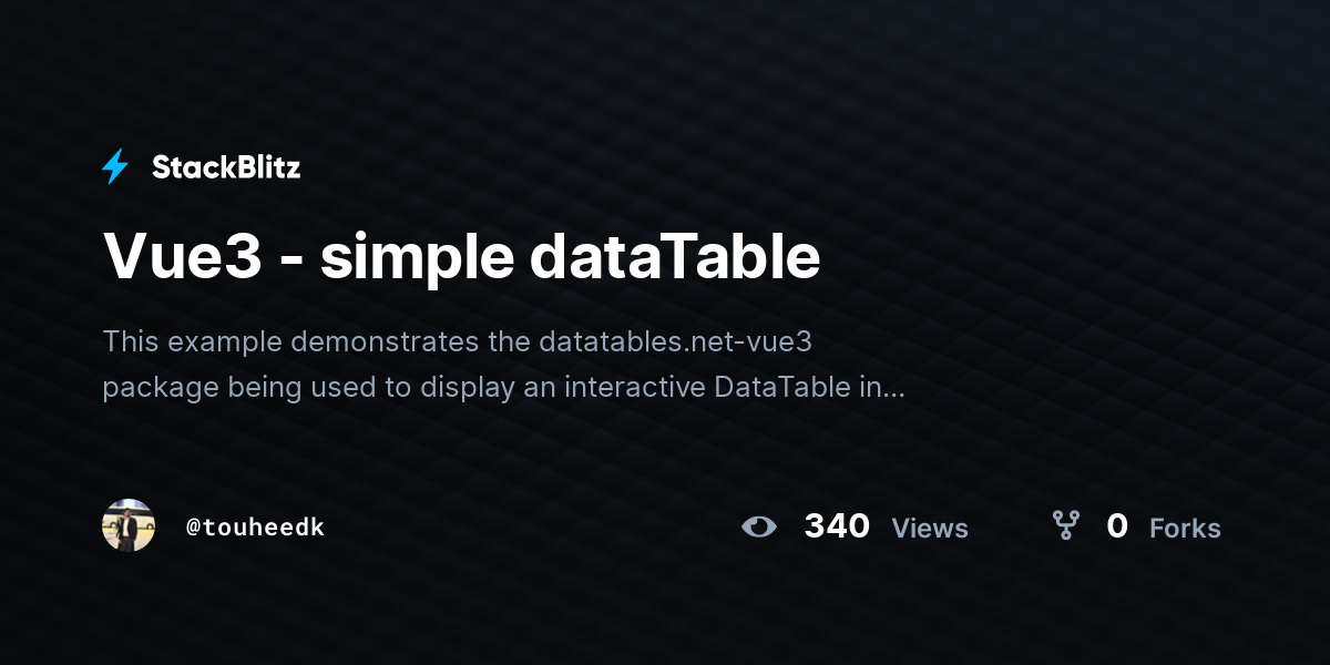 Vue3 - simple dataTable - StackBlitz