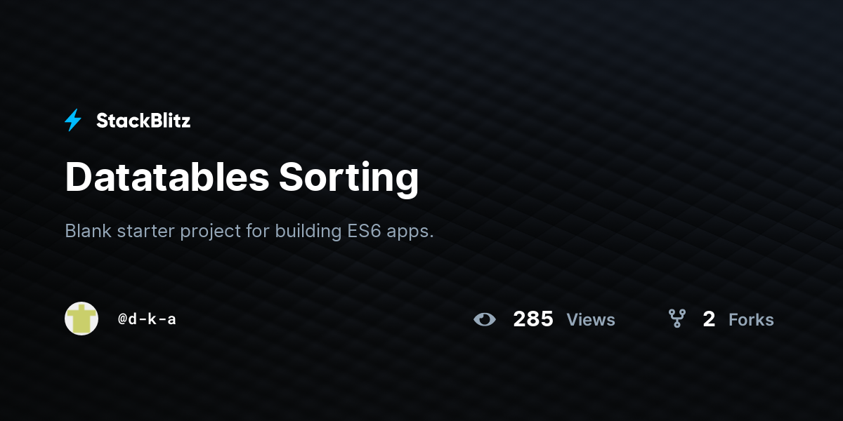 Datatables Sorting - StackBlitz