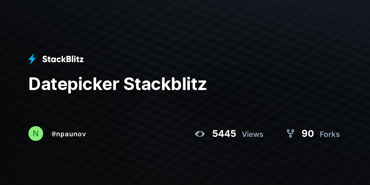 Datepicker Stackblitz - StackBlitz