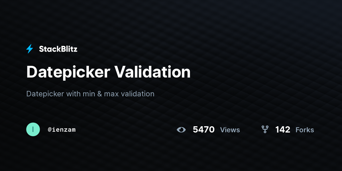 Datepicker Validation - StackBlitz