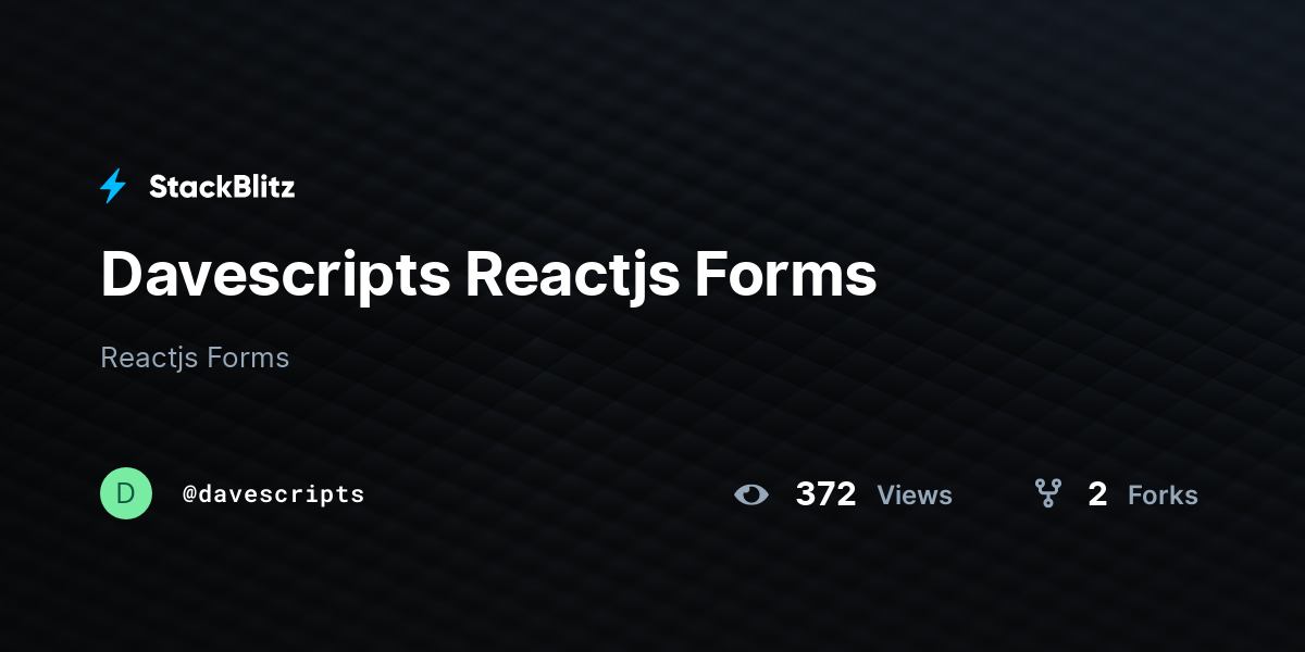 Davescripts Reactjs Forms Stackblitz