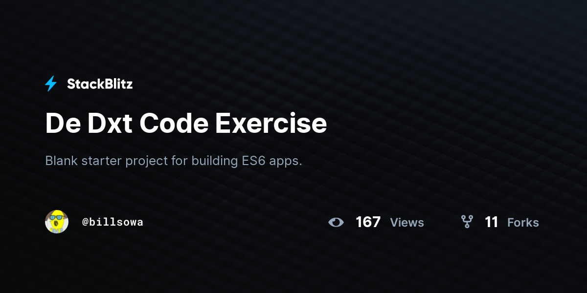 De Dxt Code Exercise - StackBlitz