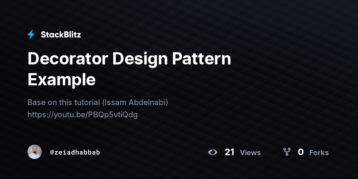 Decorator Design Pattern Example - StackBlitz Decorator Design Pattern Example - StackBlitz