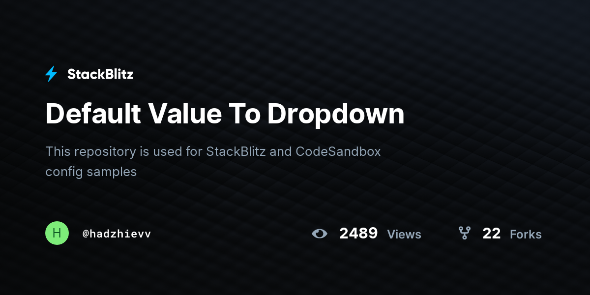 Default Value To Dropdown - StackBlitz
