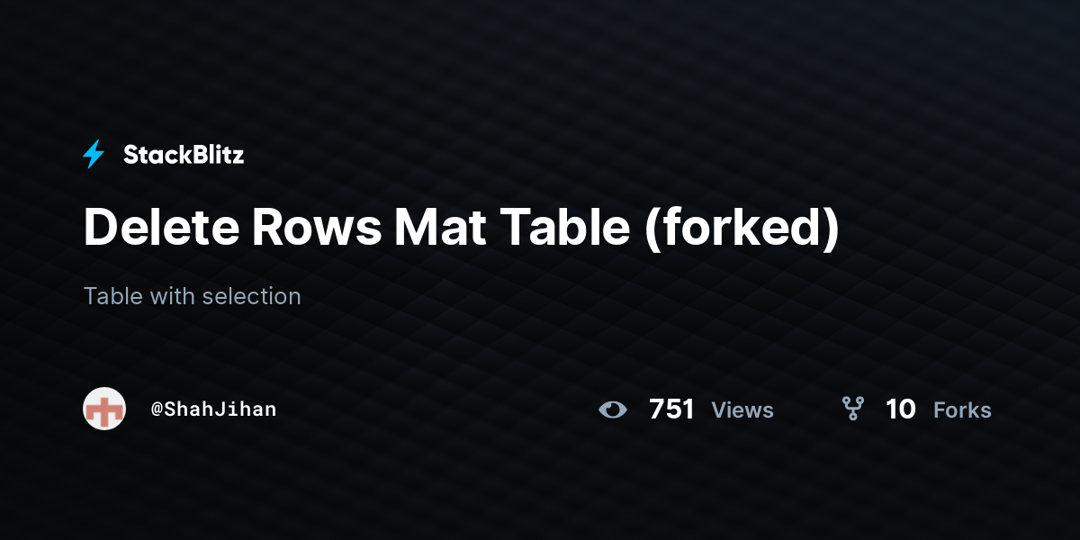 Delete Rows Mat Table Forked Stackblitz
