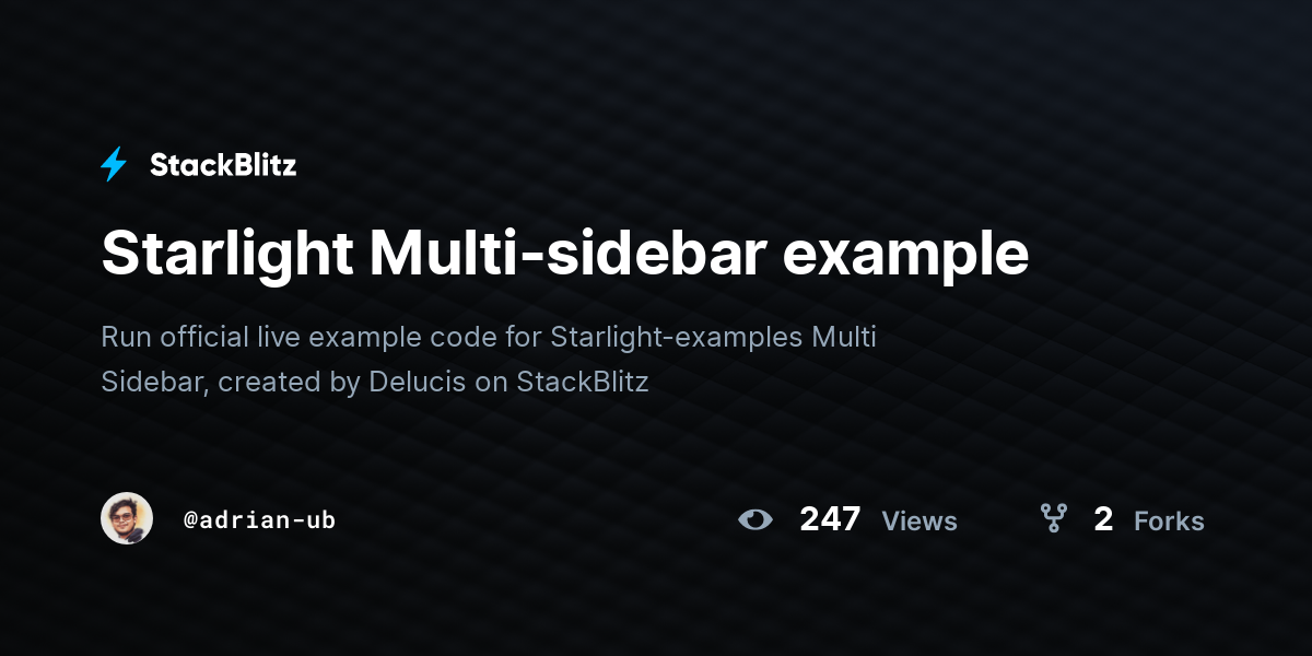 Starlight Multi-sidebar example - StackBlitz
