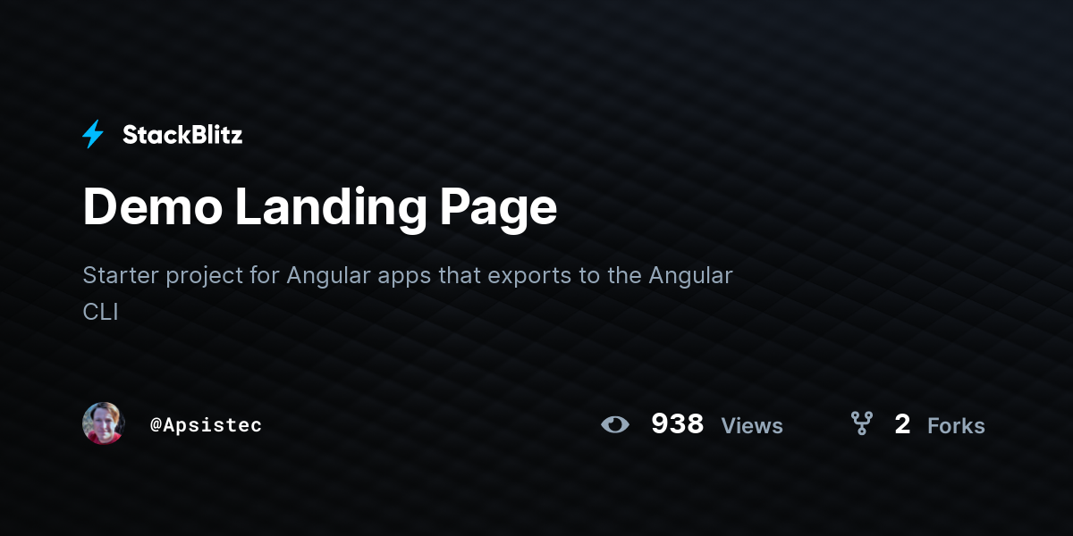 Demo Landing Page - StackBlitz