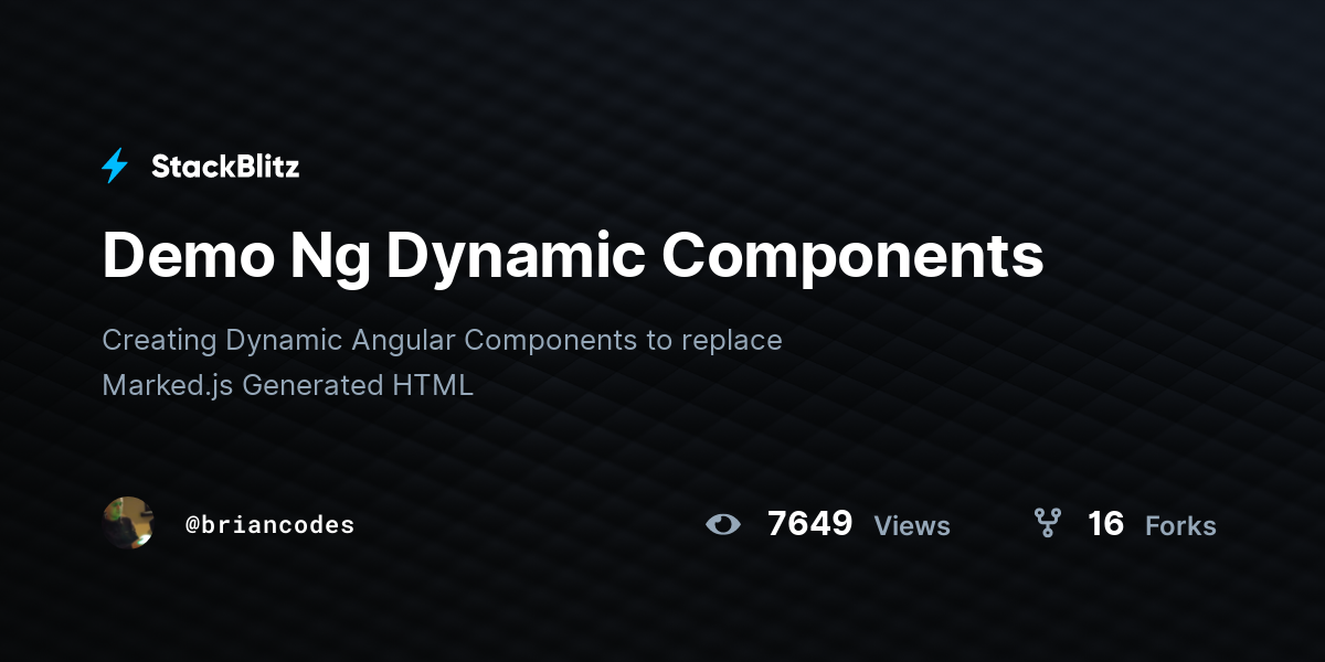 Demo Ng Dynamic Components - StackBlitz