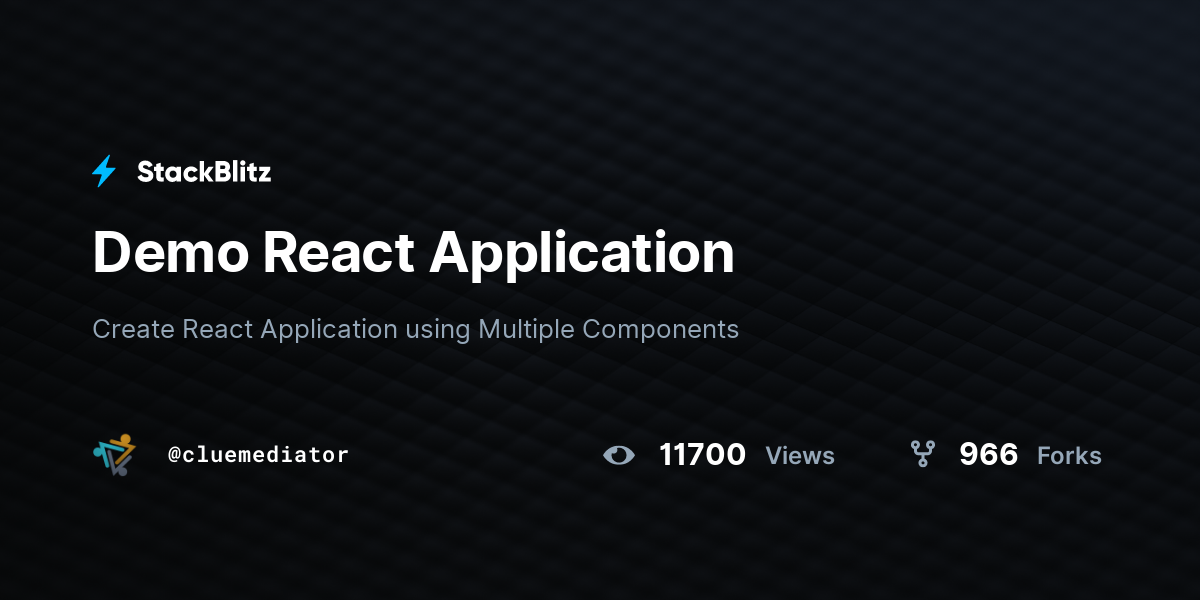 Demo React Application - StackBlitz