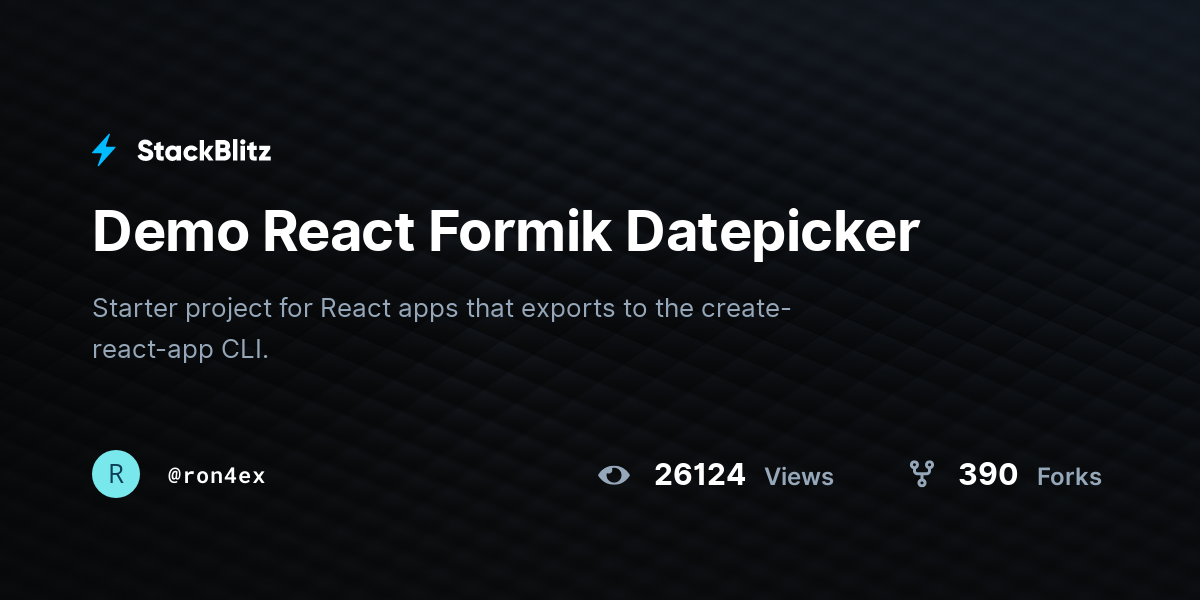 Demo React Formik Datepicker - StackBlitz