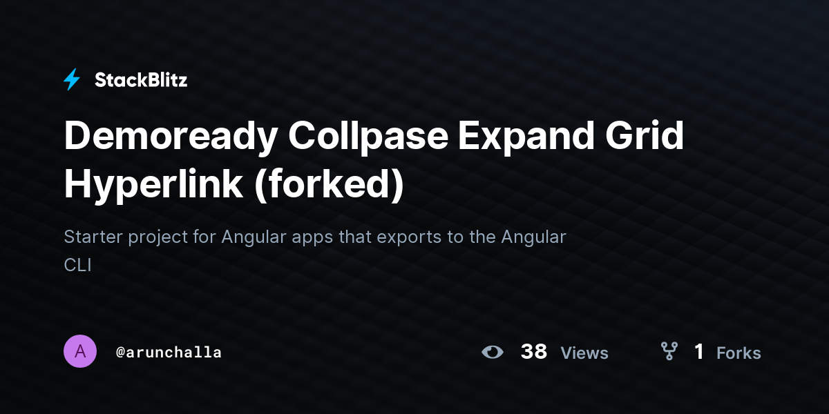Demoready Collpase Expand Grid Hyperlink (forked) - StackBlitz Demoready Collpase Expand Grid Hyperlink (forked) - StackBlitz