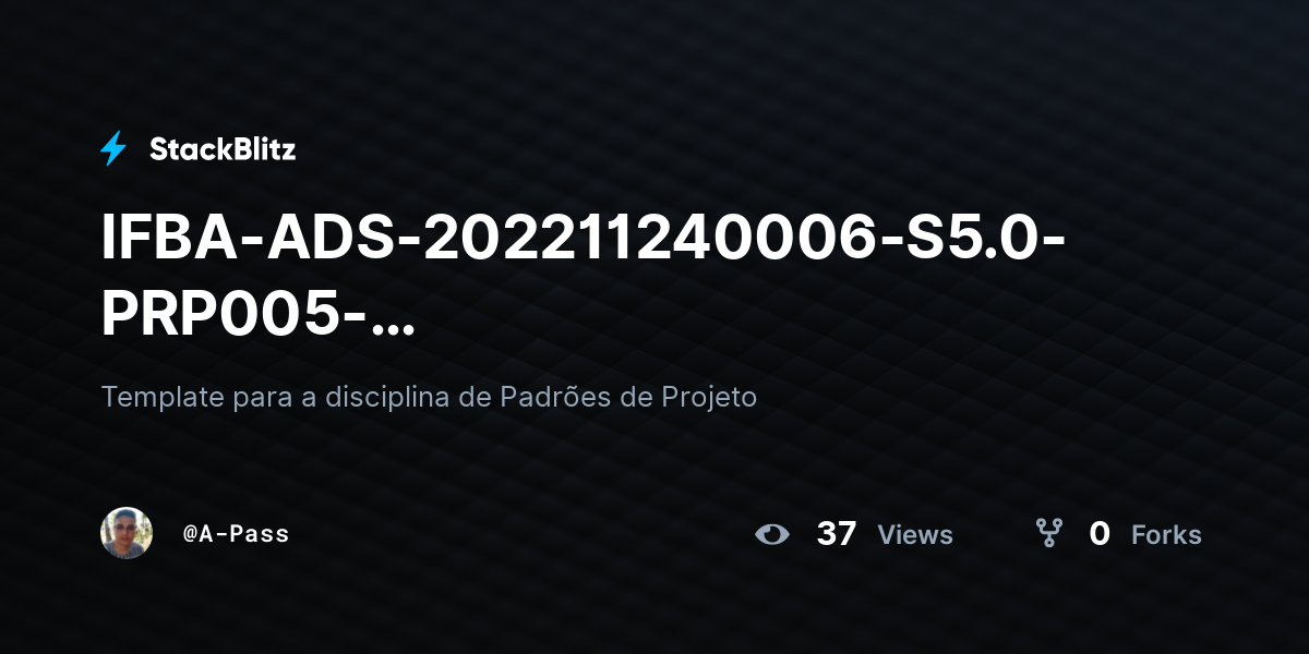IFBA-ADS-202211240006-S5.0-PRP005-Atividade.06.factory.method - StackBlitz