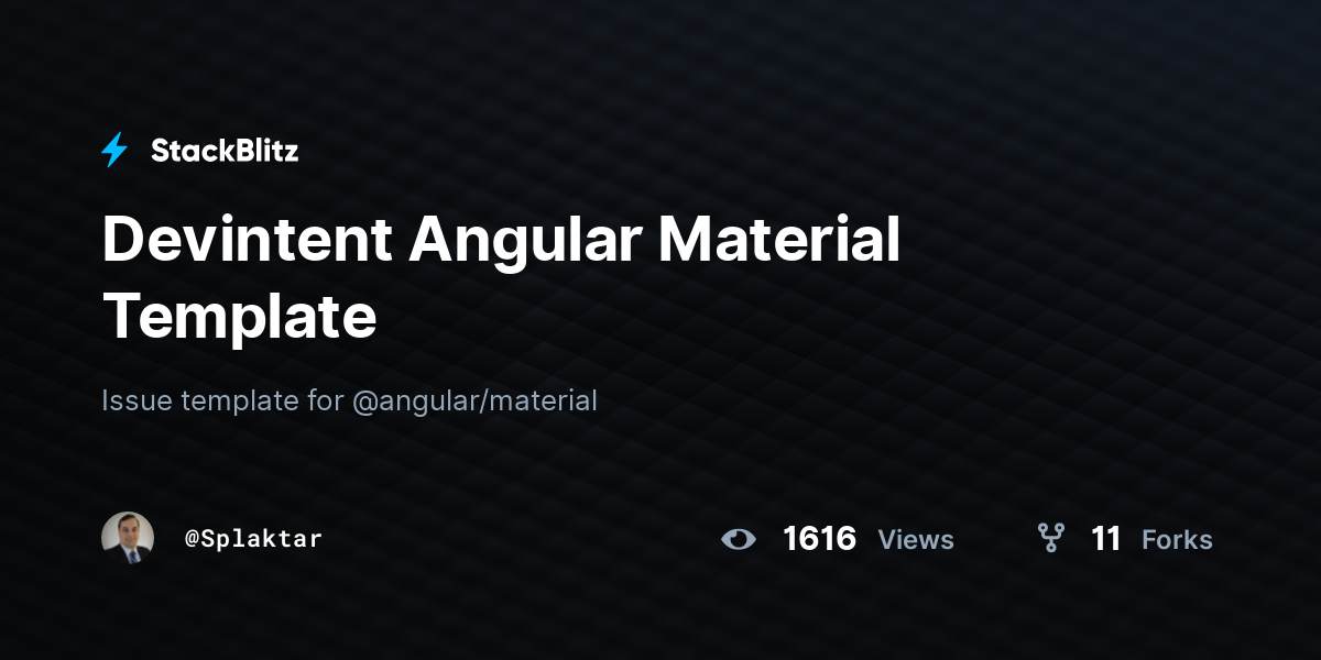 Devintent Angular Material Template - StackBlitz