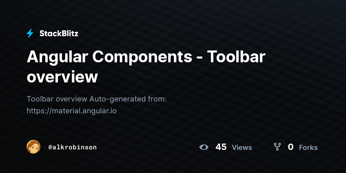 Angular Components - Toolbar overview - StackBlitz