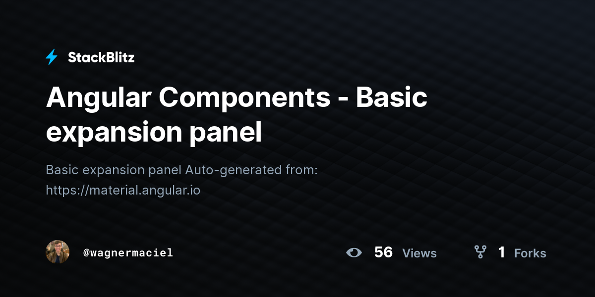 Angular Components - Basic expansion panel - StackBlitz