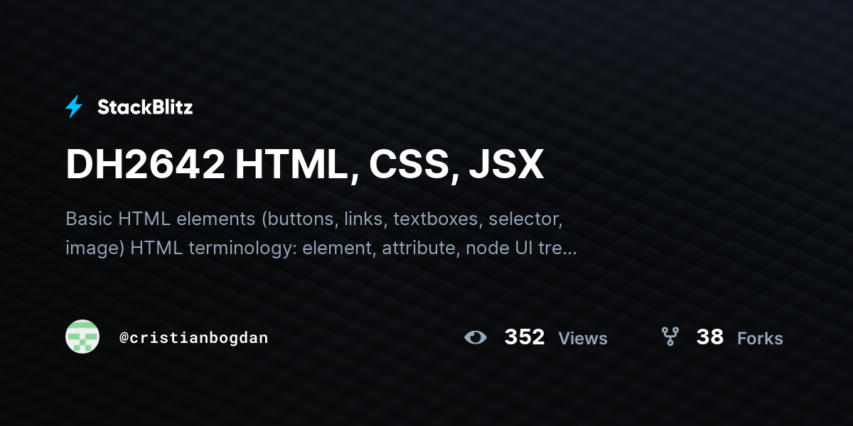 DH2642 HTML, CSS, JSX - StackBlitz