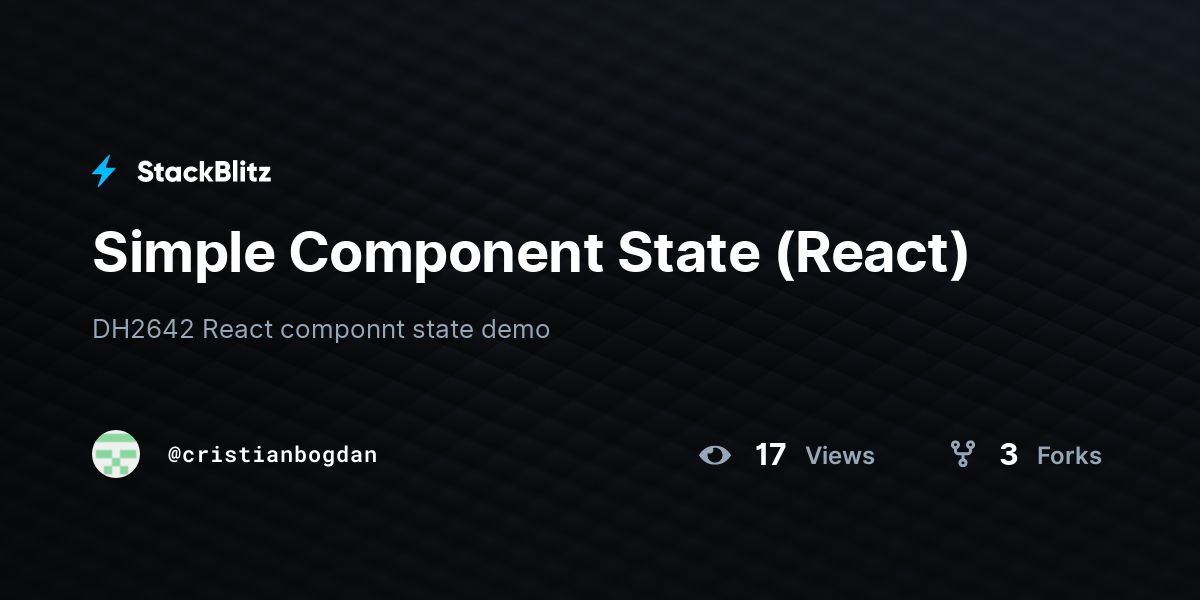 Simple Component State (React) - StackBlitz