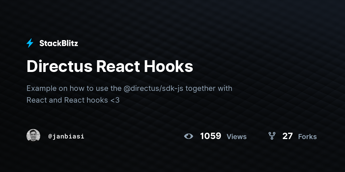 Directus React Hooks - StackBlitz