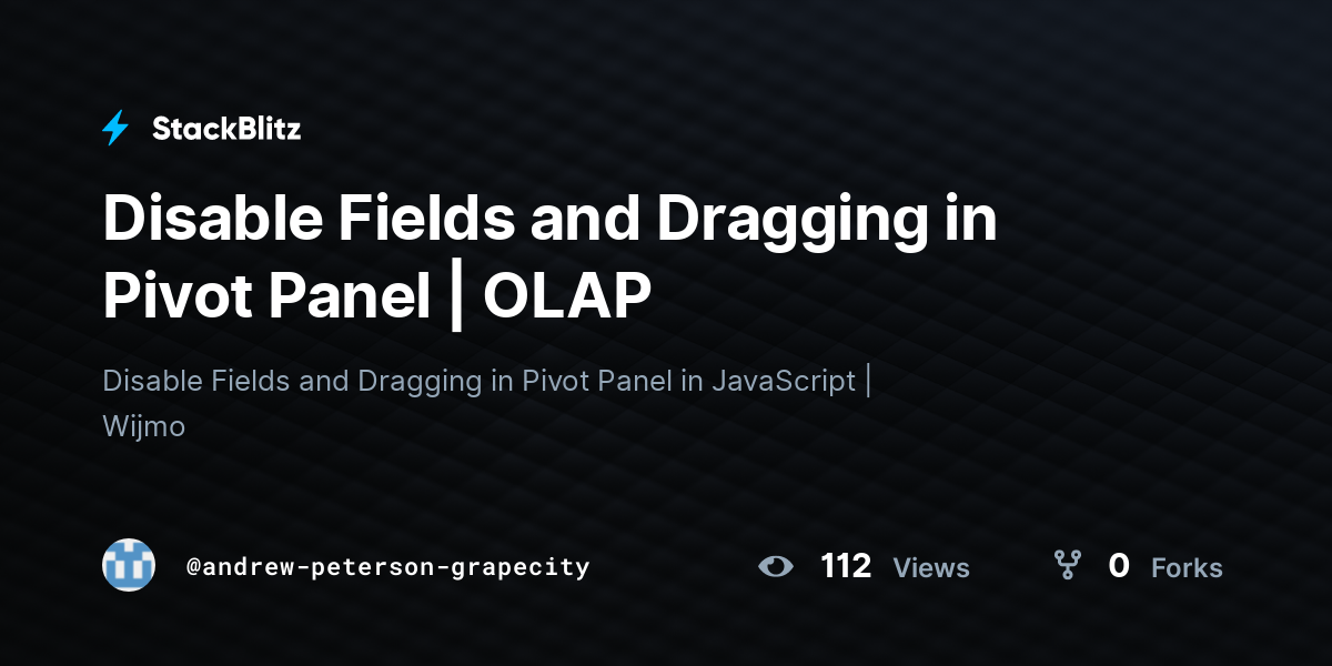 Disable Fields and Dragging in Pivot Panel | OLAP - StackBlitz