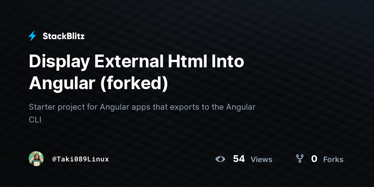 Display External Html Into Angular (forked) - StackBlitz Display External Html Into Angular (forked) - StackBlitz