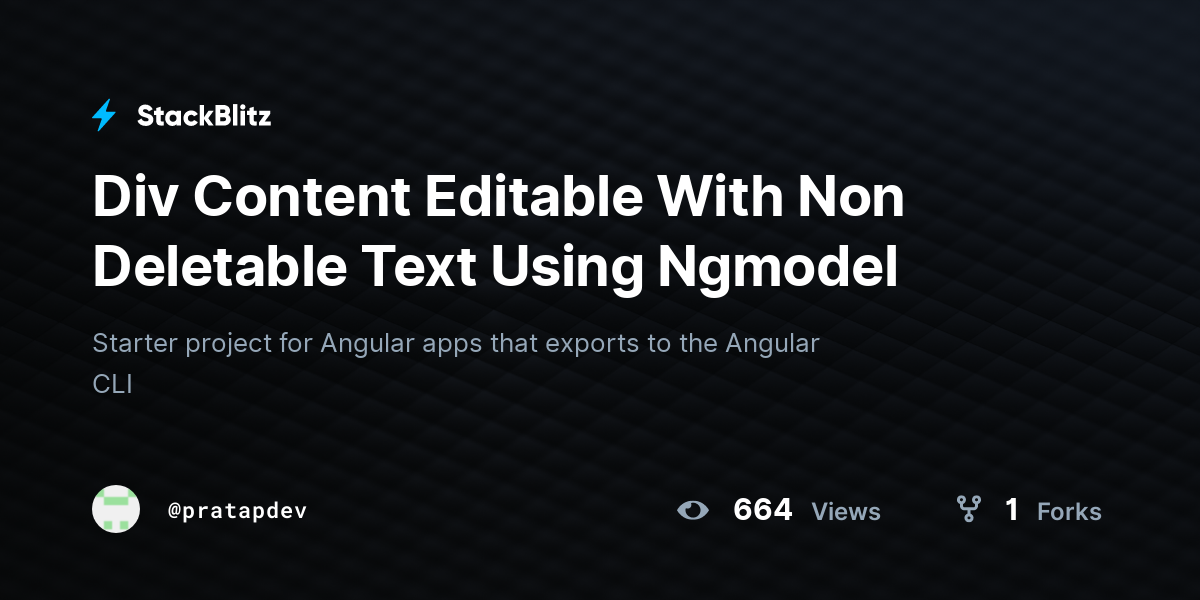 Div Content Editable With Non Deletable Text Using Ngmodel - StackBlitz