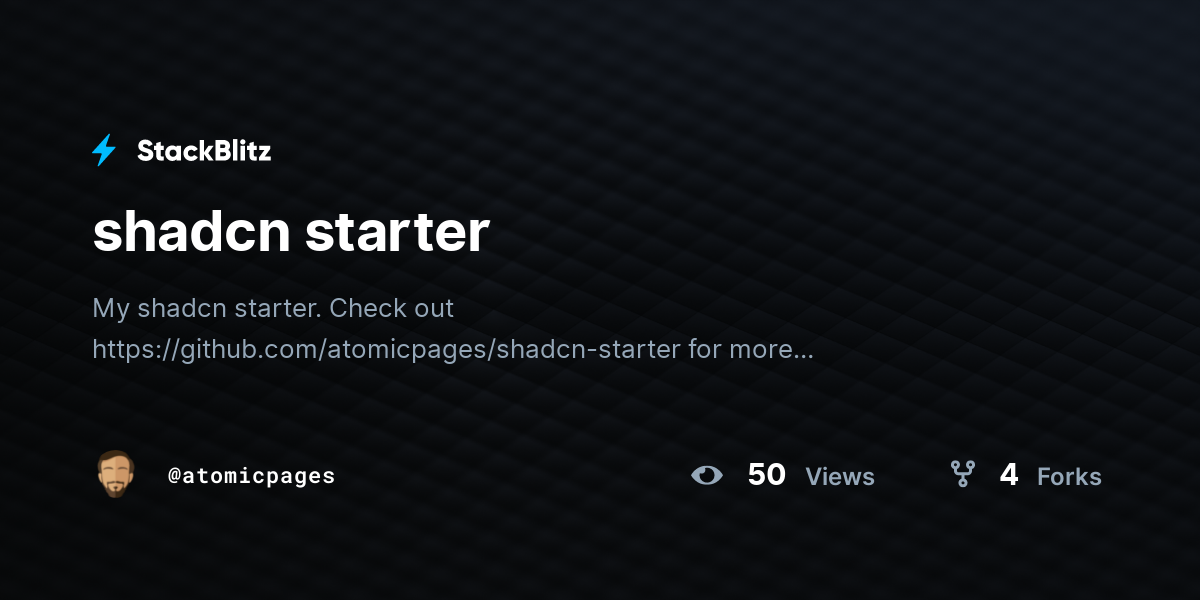 shadcn starter - StackBlitz