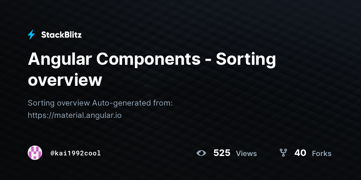 Angular Components - Sorting overview - StackBlitz