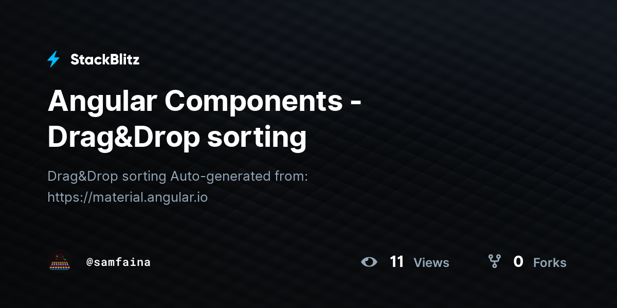 Angular Components - Drag&Drop sorting - StackBlitz