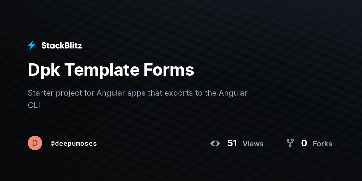 Dpk Template Forms - StackBlitz