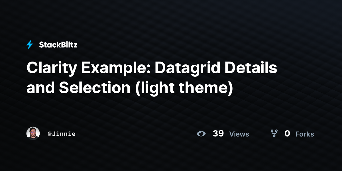 Clarity Example: Datagrid Details and Selection (light theme) - StackBlitz