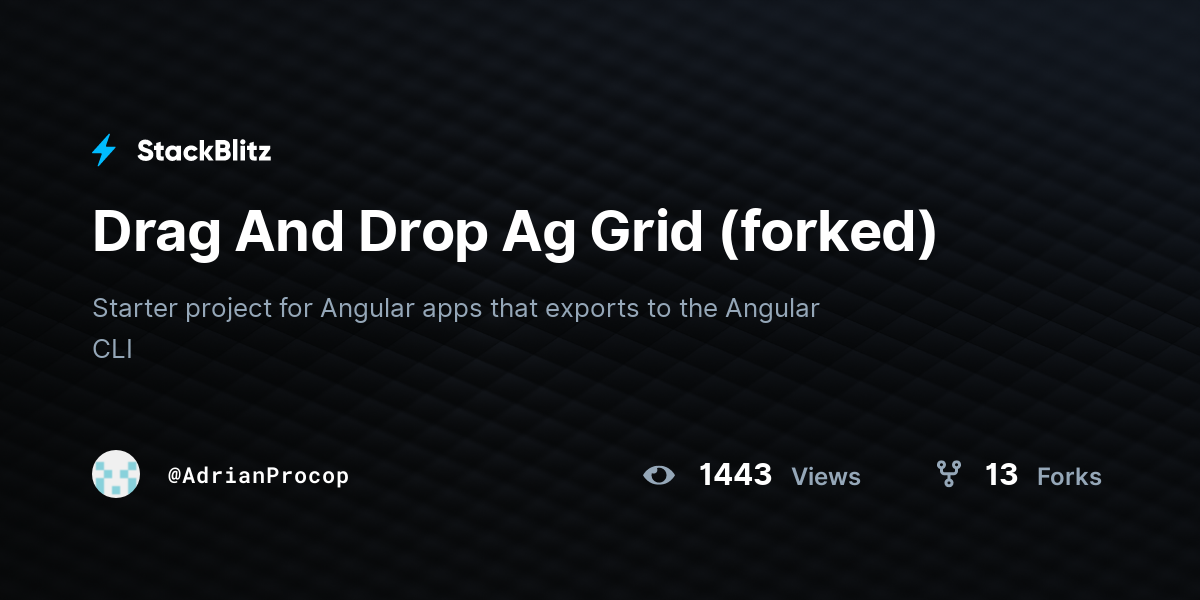 Drag And Drop Ag Grid (forked) - StackBlitz