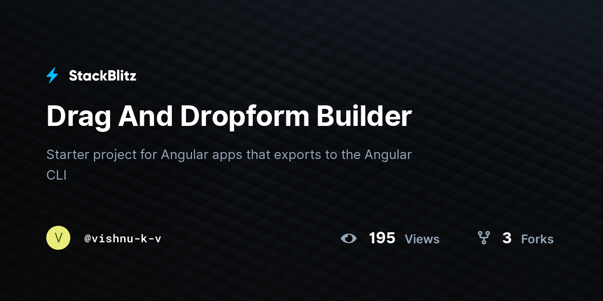 Drag And Dropform Builder - StackBlitz
