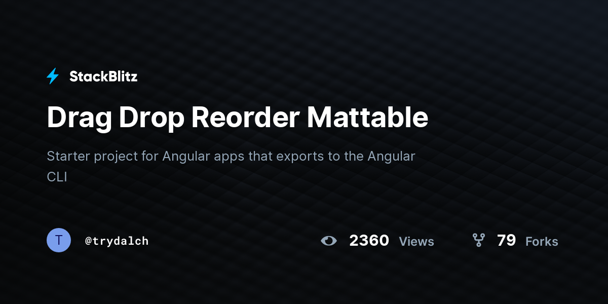 Drag Drop Reorder Mattable - StackBlitz