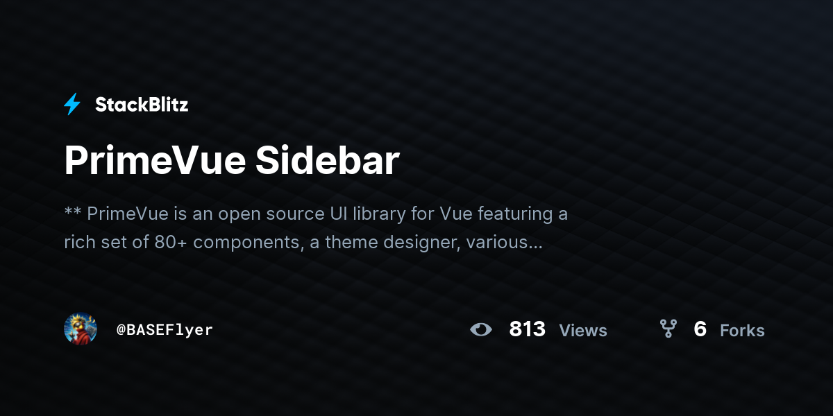 PrimeVue Sidebar - StackBlitz