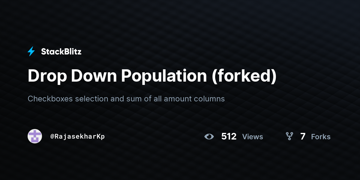 Drop Down Population (forked) - StackBlitz