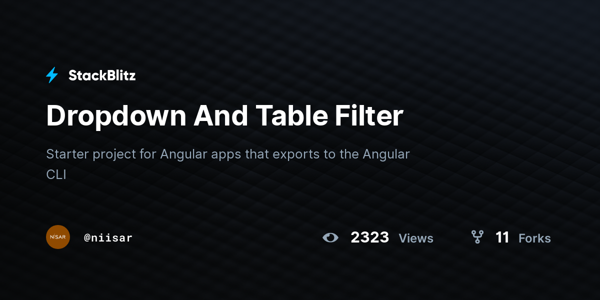 Dropdown And Table Filter - StackBlitz