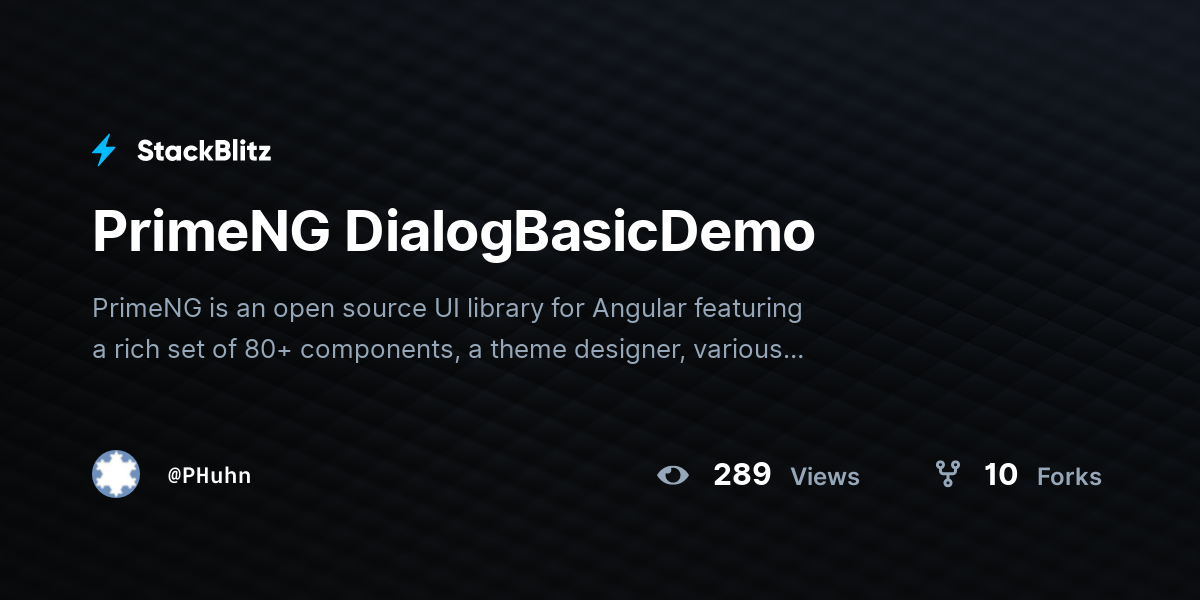 PrimeNG DialogBasicDemo - StackBlitz