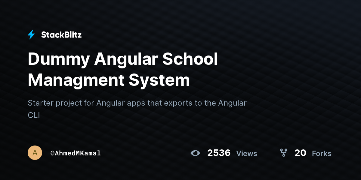 Dummy Angular School Managment System - StackBlitz