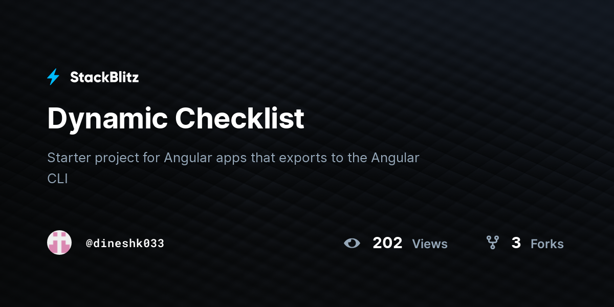 Dynamic Checklist - StackBlitz