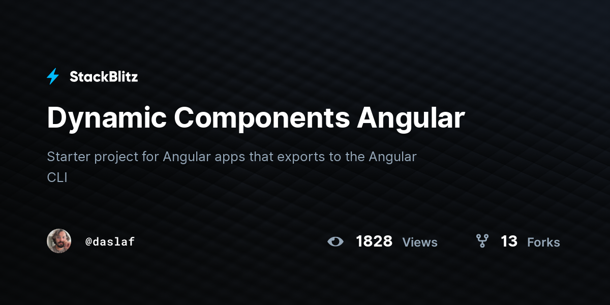 Dynamic Components Angular - StackBlitz